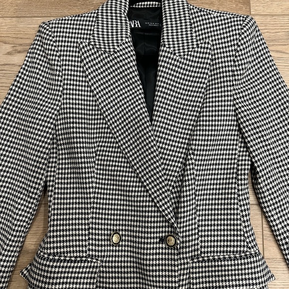Zara | Jackets & Coats | Zara Houndstooth Blazer | Poshmark